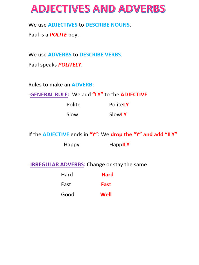 ADJECTIVES AND ADVERBS | PDF