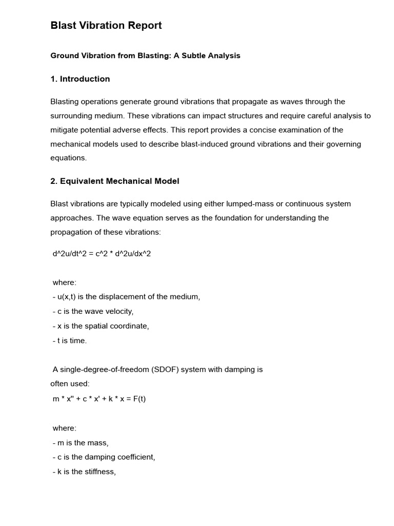 Blast Vibration Report | PDF | Waves | Attenuation