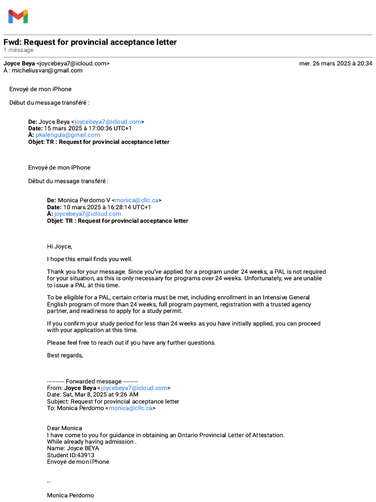 Gmail - Fwd_ Request for Provincial Acceptance Letter | PDF