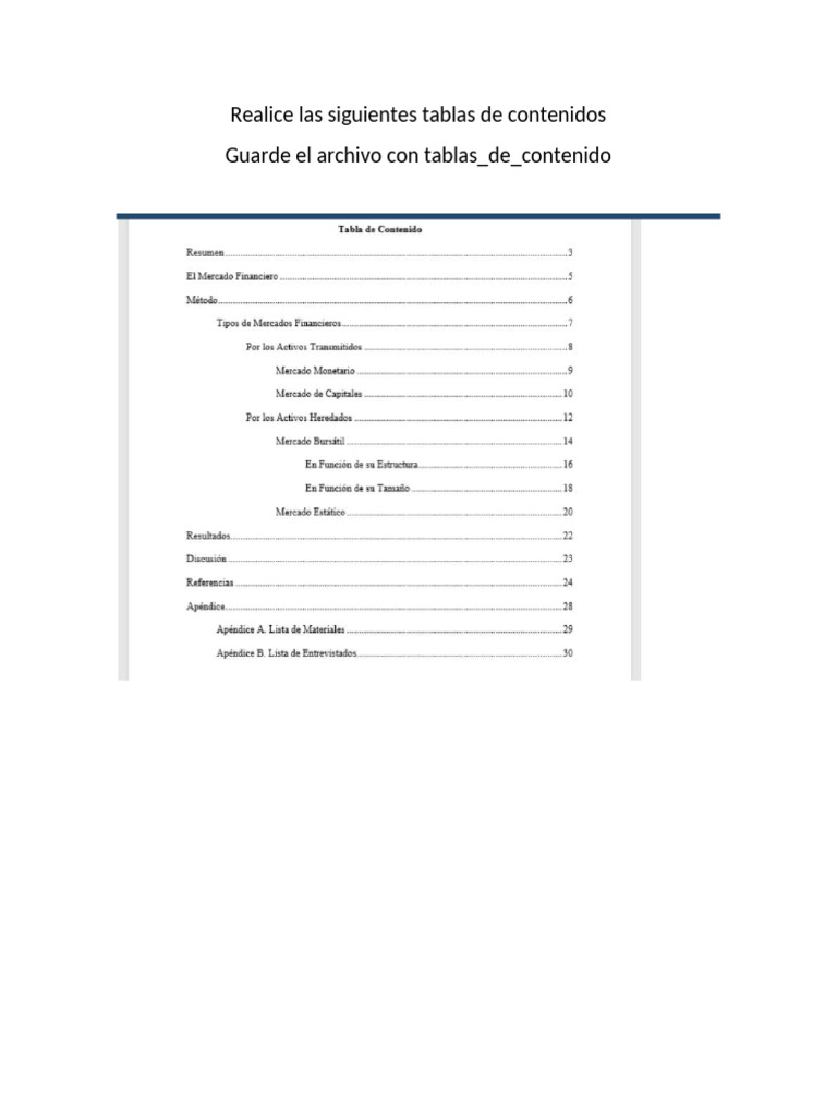 Tablas de Contenido 31 de Marzo | PDF
