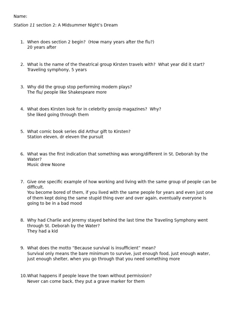 Station 11 section 2 questionss | PDF