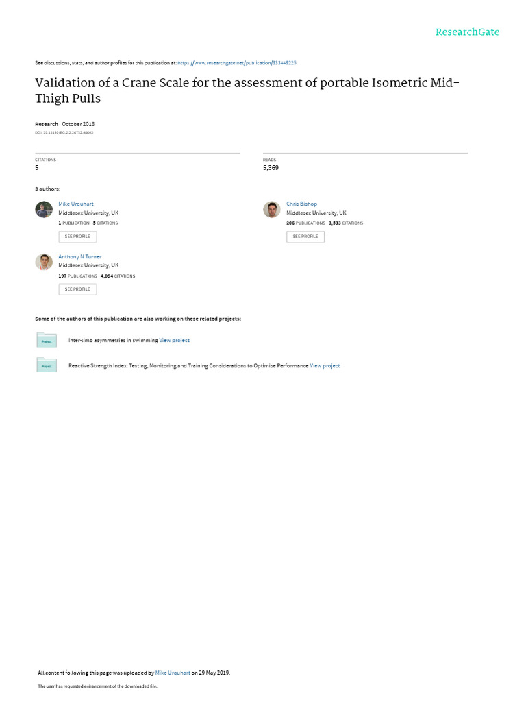 IMTP Crane Scale | PDF | Coefficient Of Variation | Validity (Statistics)