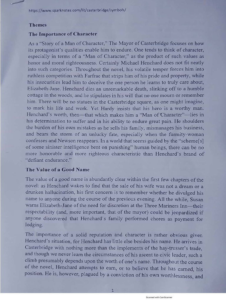 Themes (Mayor of Casterbridge) | PDF
