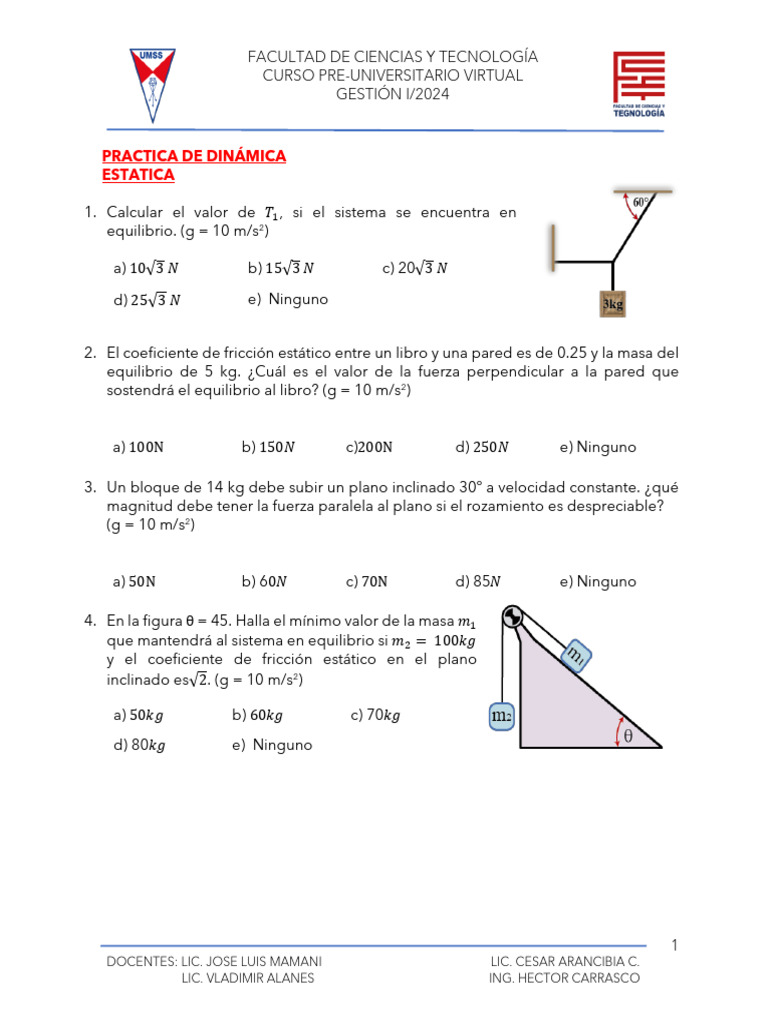 PRACTICA-2 Dinamica PREU-1 | PDF | Fricción | Ingeniería mecánica