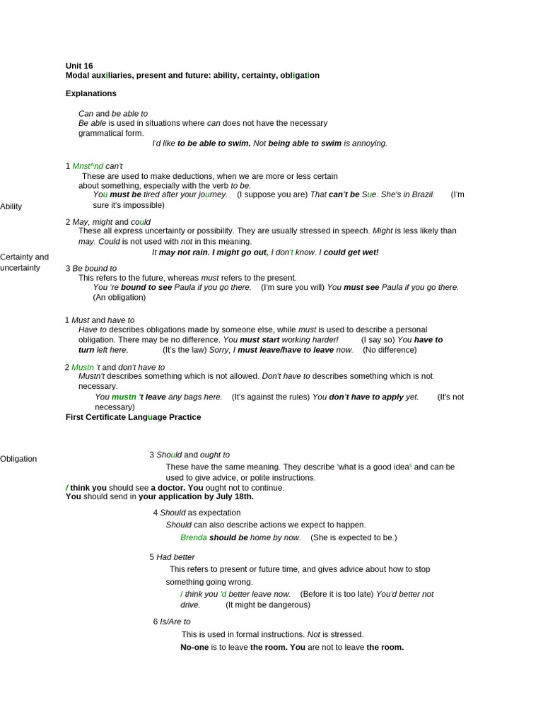 Modals First Certificate Lang Practice Do Poprawy | PDF | Grammar | Linguistics