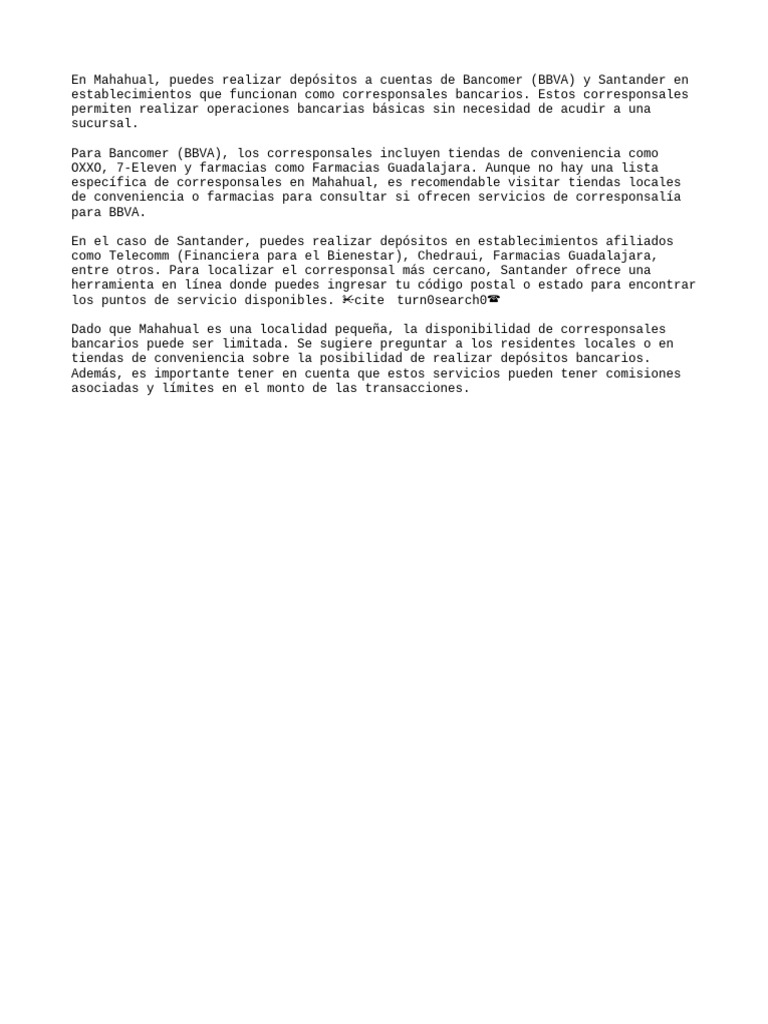 Corresponsales Bancomer en Mahahual | PDF