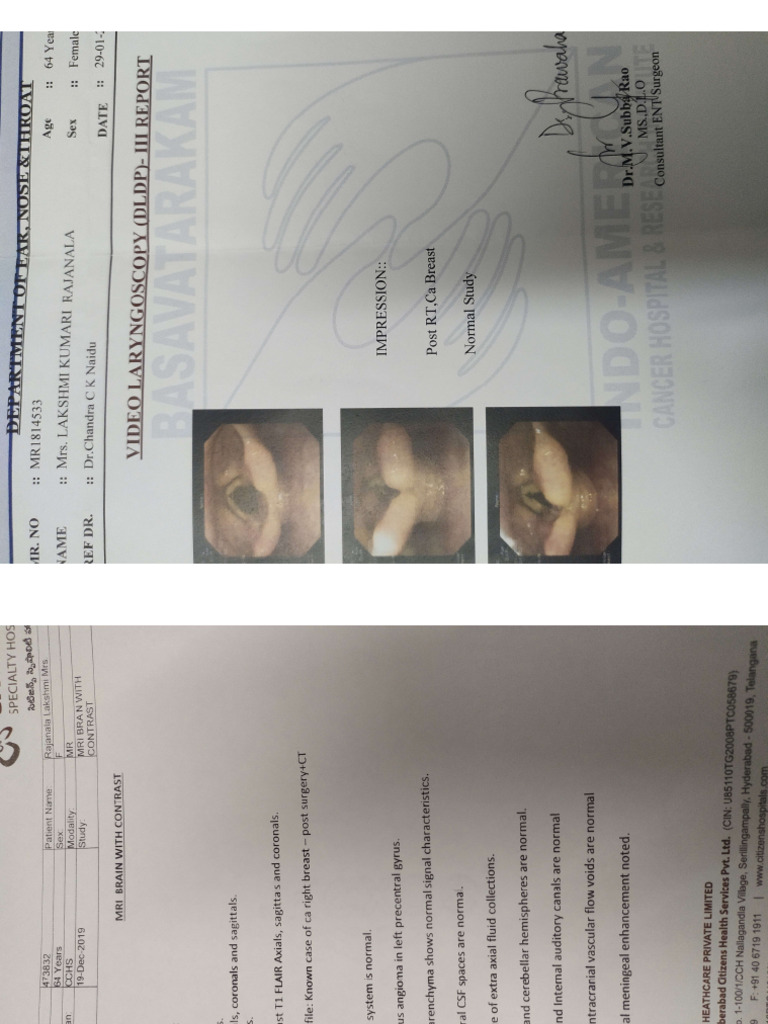 Laryngoscopy Report | PDF