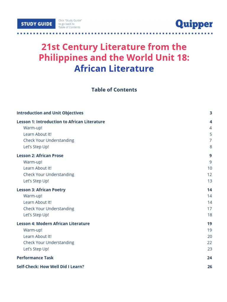 Unit 18 - African Literature | PDF | African Literature | Storytelling
