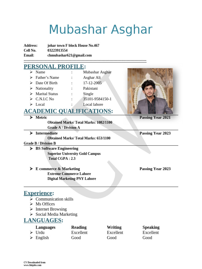 Mubashar Asghar CV | PDF