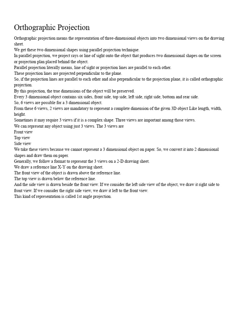 Orthographic Projection | PDF
