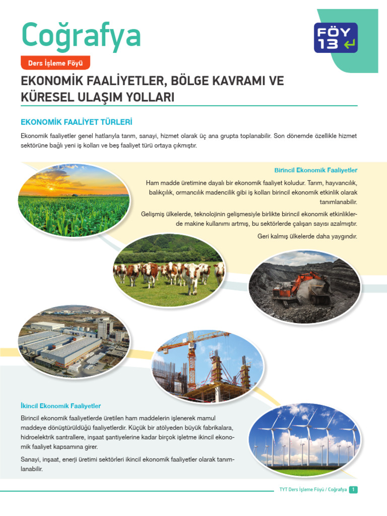 TYT Cografya KA 13.Foy Ekon.faal.Bölge.kav.-Küresel Ort 13.02.2025 | PDF