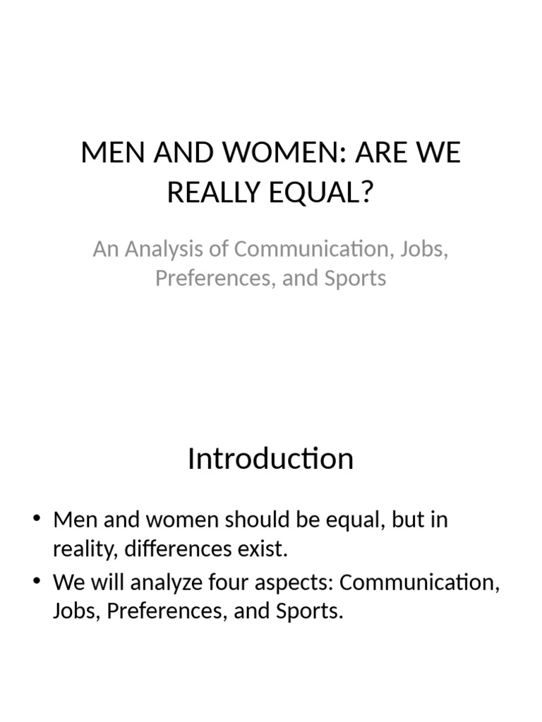 Men and Women Are We Really Equal | PDF
