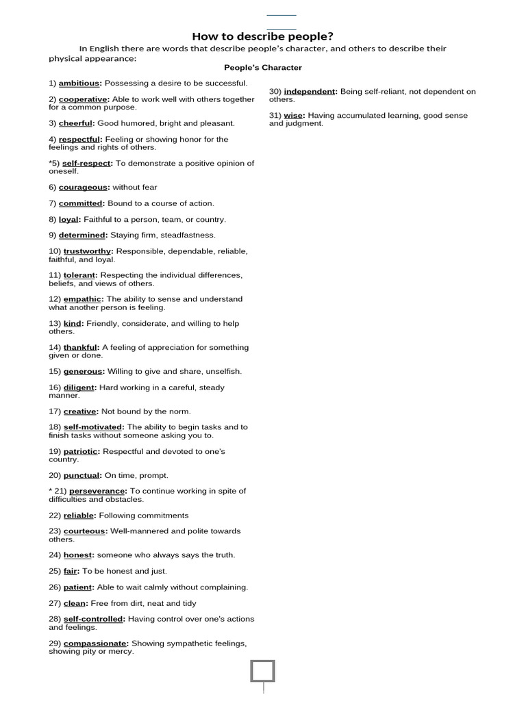 Adjetivos de Personalidad | PDF | Psychology