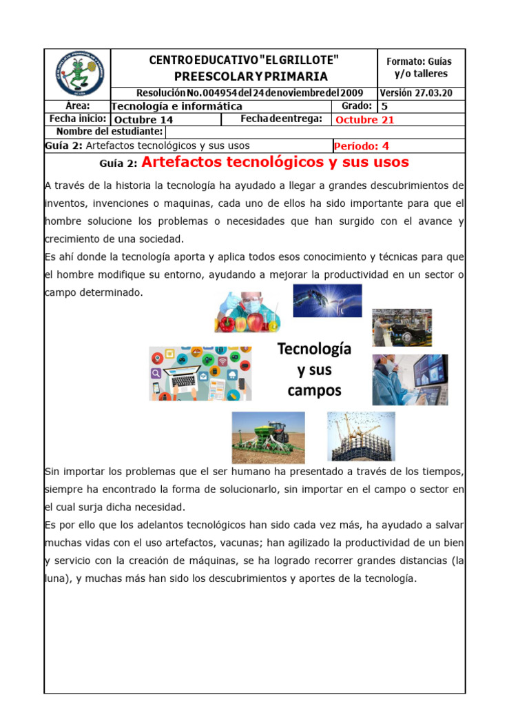 Guía sobre Artefactos Tecnológicos | PDF