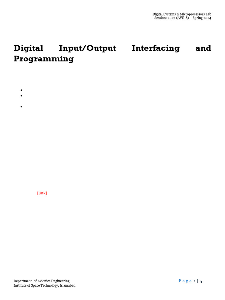 Lab 1 - Digital Input-Output Interfacing and Programming | PDF | Computer Engineering ...