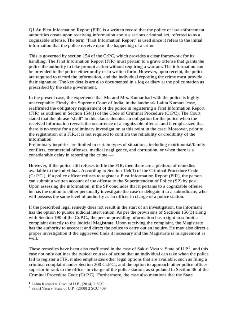 An First Information Report | PDF | Police | Crime & Violence