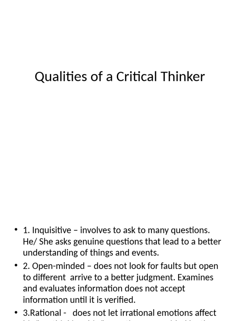 Qualities of A Critical Thinker | PDF