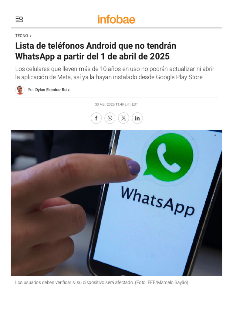 Lista de teléfonos Android que no tendrán WhatsApp a partir del 1 de ...