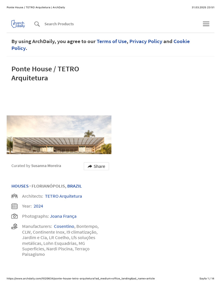 Ponte House: TETRO Arquitetura - ArchDaily | PDF | Earth Sciences | Building Engineering