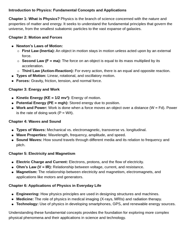 Introduction to Physics Fundamental Concepts and Applications | PDF