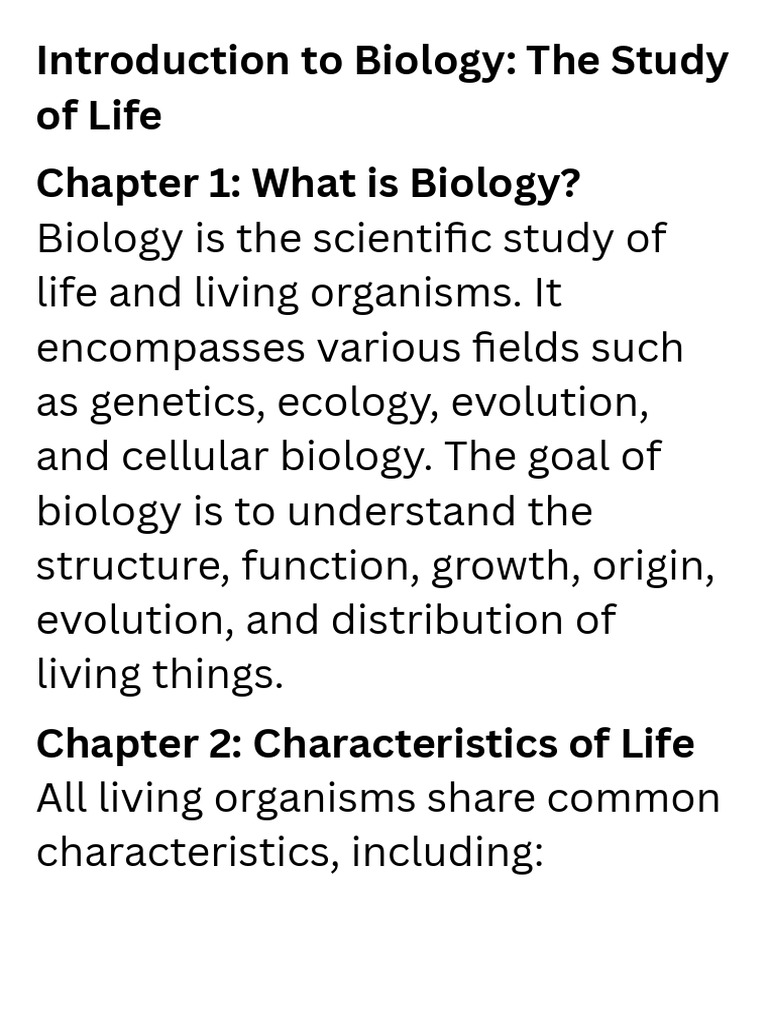 Introduction to Biology The Study of Life | PDF