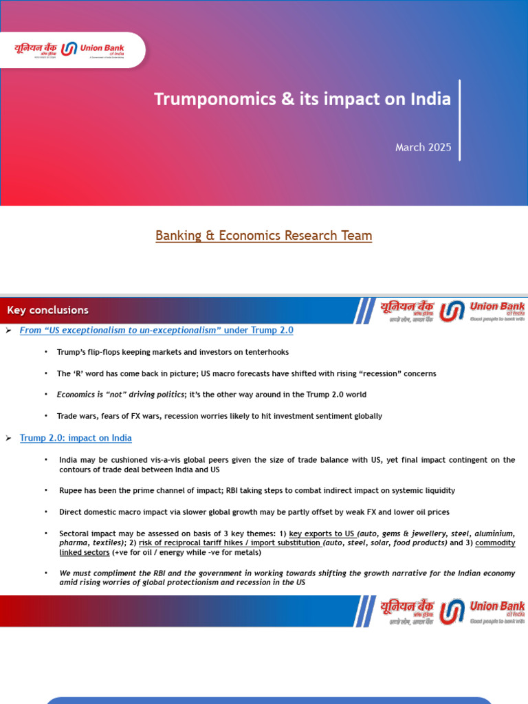 Trumponomics and Its Impact On India | PDF | Tariff | Inflation