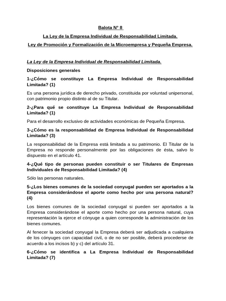 Balota N 8 | PDF | Pequeñas y medianas empresas | Liquidación