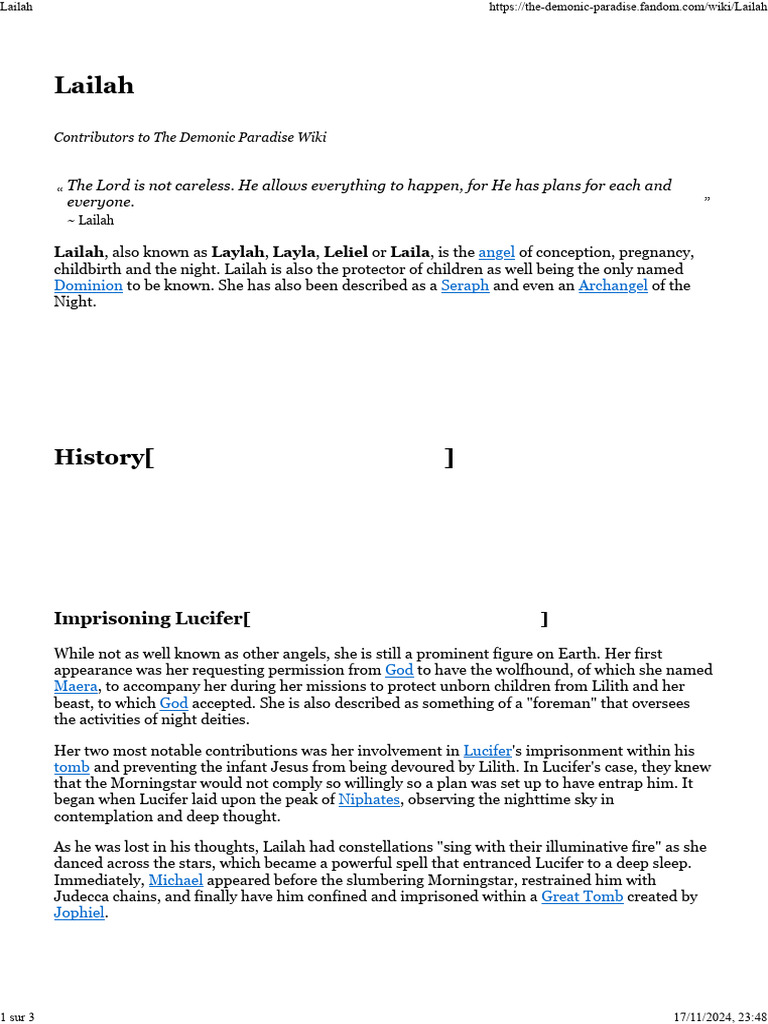 Lailah _ The Demonic Paradise Wiki _ Fandom simplifié | PDF | Lilith ...