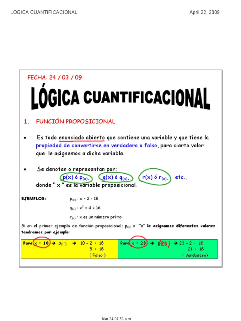 Lógica Cuantificacional: Conceptos y Ejercicios | PDF