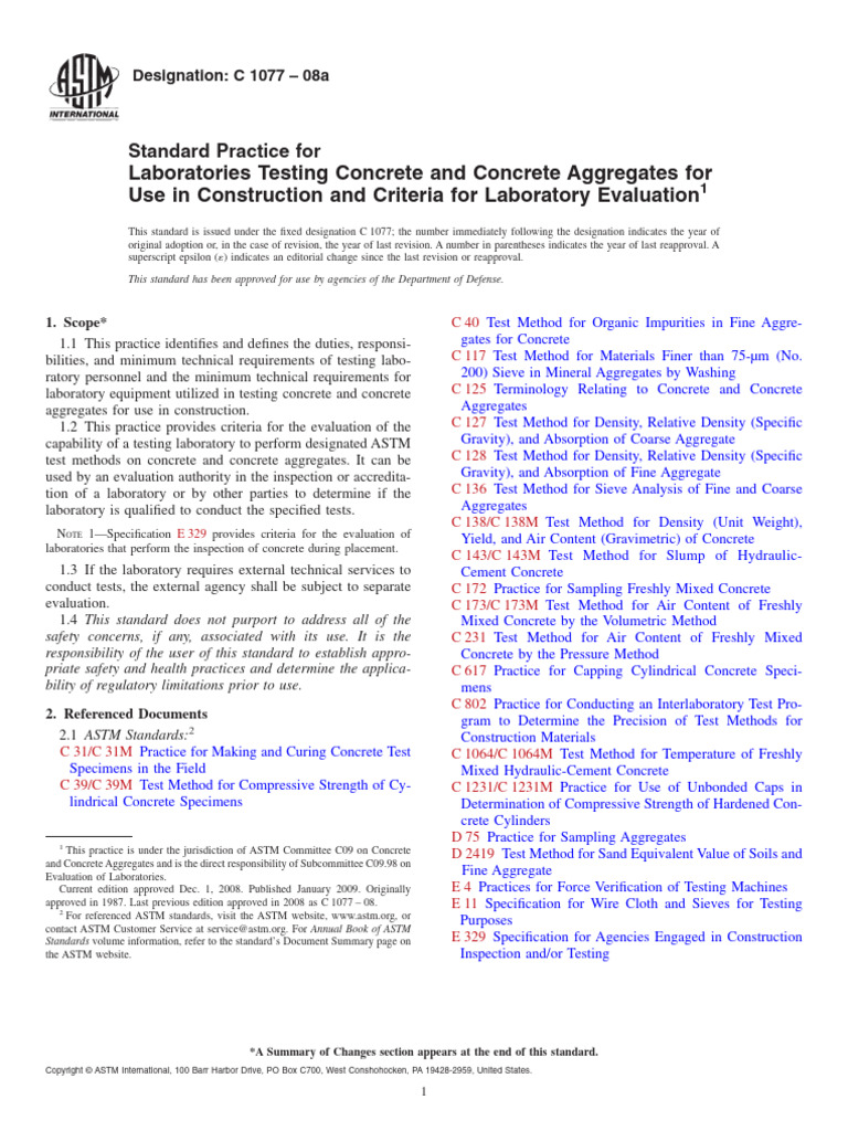 C1077 Laboratory Evaluation | PDF | Concrete | Calibration