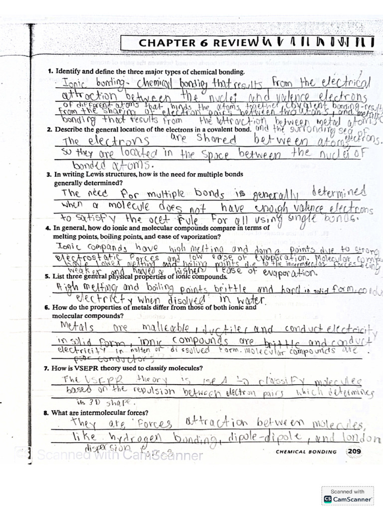 Chemistry Chapter 6 Rev. Part 1 | PDF
