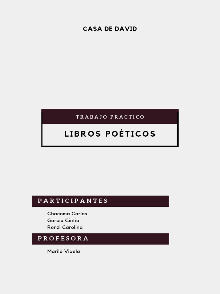 Trabajo Práctico - Libros Poéticos.pdf | PDF | Salmos | Cristo (título)