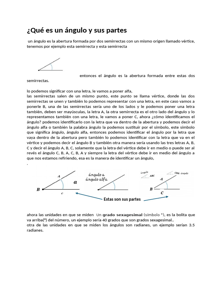 ¿Qué es un ángulo Sus partes~2 | PDF