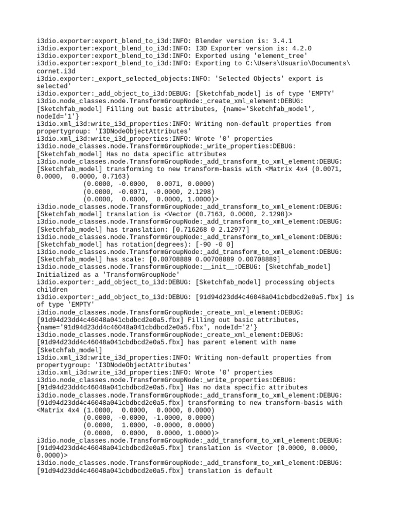 Cornet Export Log | PDF | Shape | Geometry