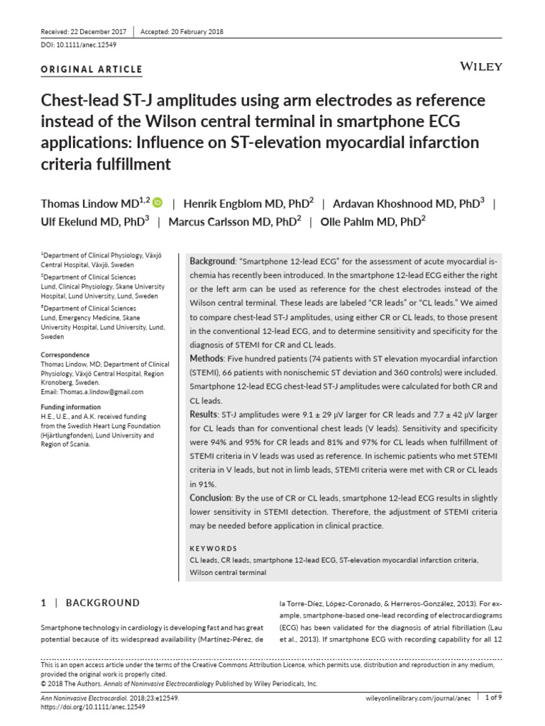Comparison of CR and CL against normal ECG | PDF | Electrocardiography ...