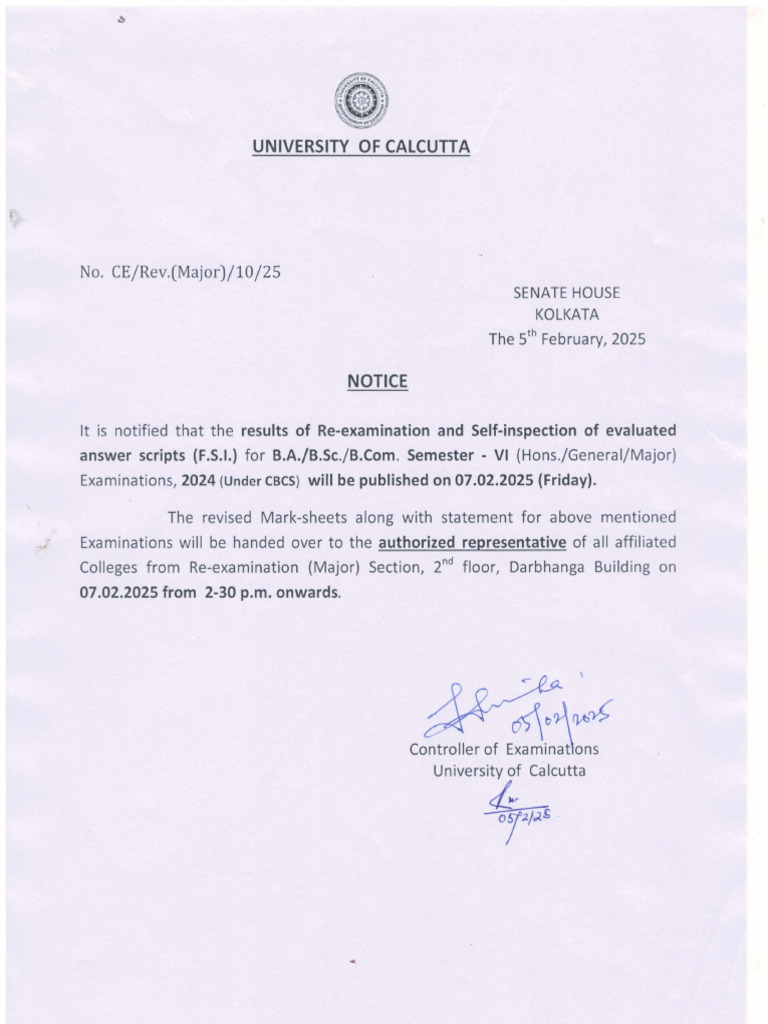 Ba - BSC - Bcom - Sem VI - 2024 - Review - Result - Notice | PDF