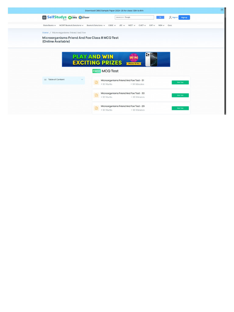 Microorganisms Friend and Foe Class 8 MCQ Test Online Available ...