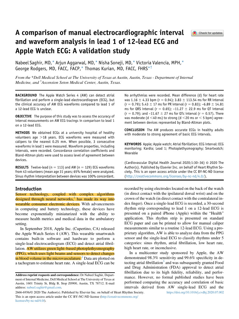A Comparison of Interval and Waveform Analysis of Lead I | PDF ...