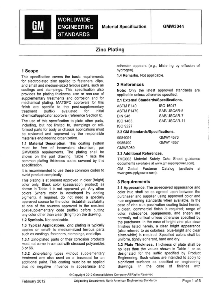 GMW3044 Feb2012 | PDF