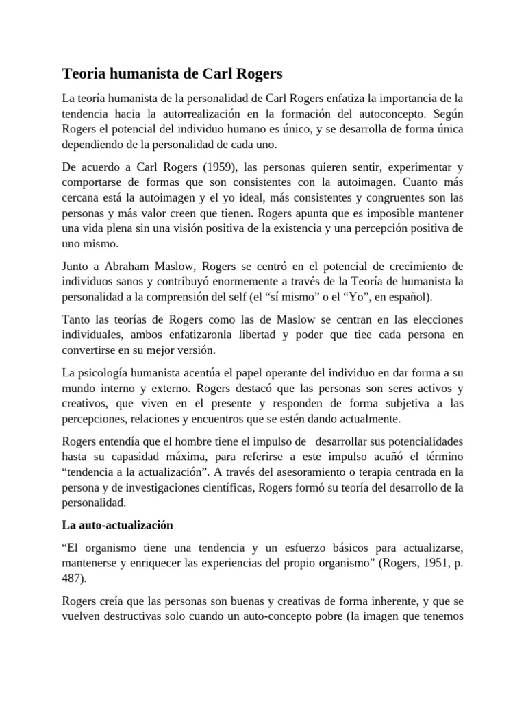 Teoria Humanista de Carl Rogers | PDF | Psicologia humanista | Ciencia ...