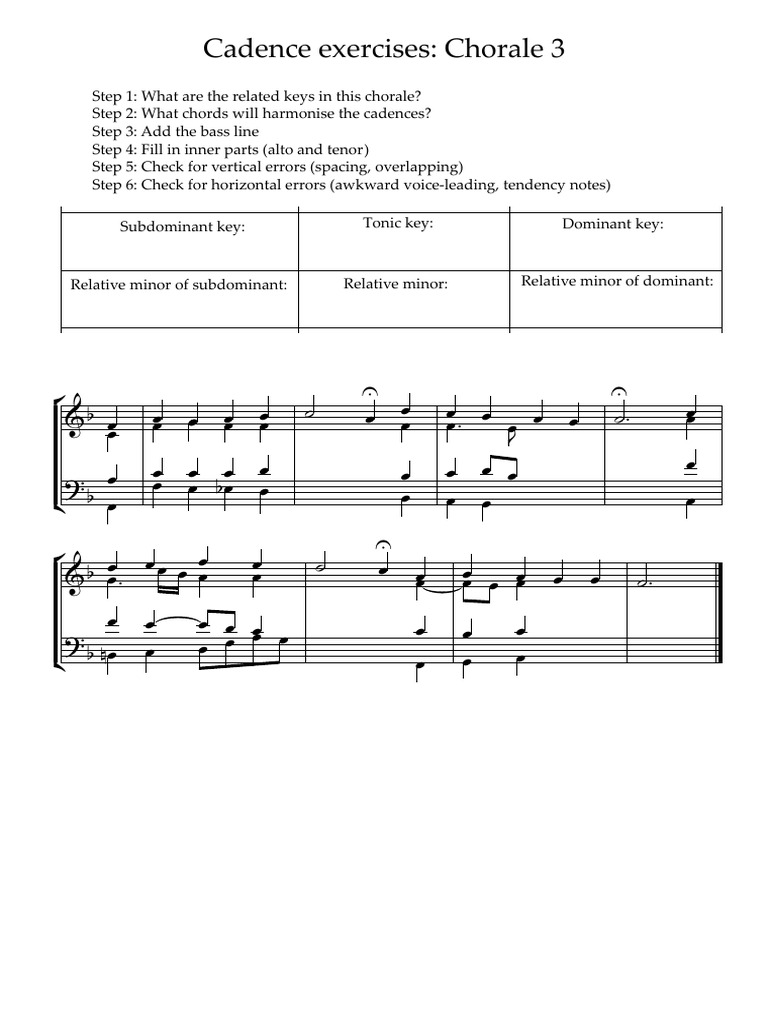 Cadence Exercises Chorale 3 | PDF