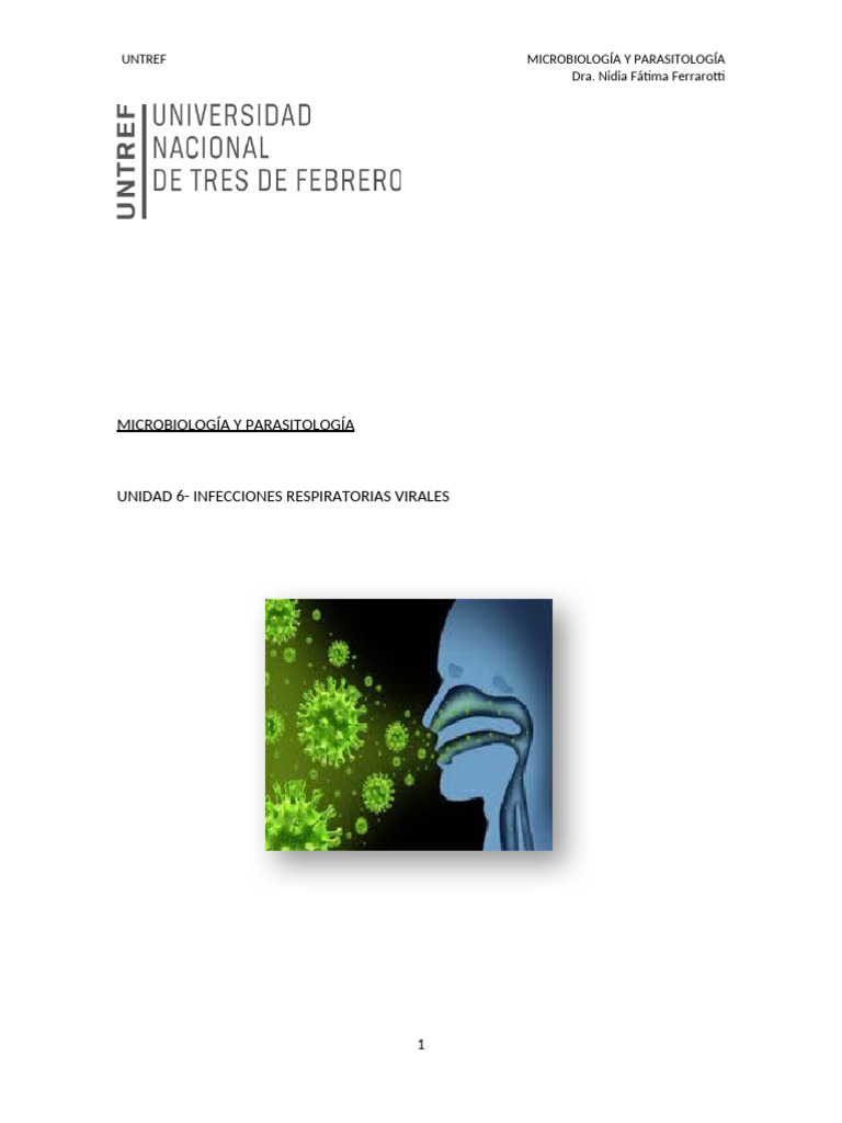 Clase 3 - Unidad 6 - Virus de Transmision Respiratoria | PDF ...