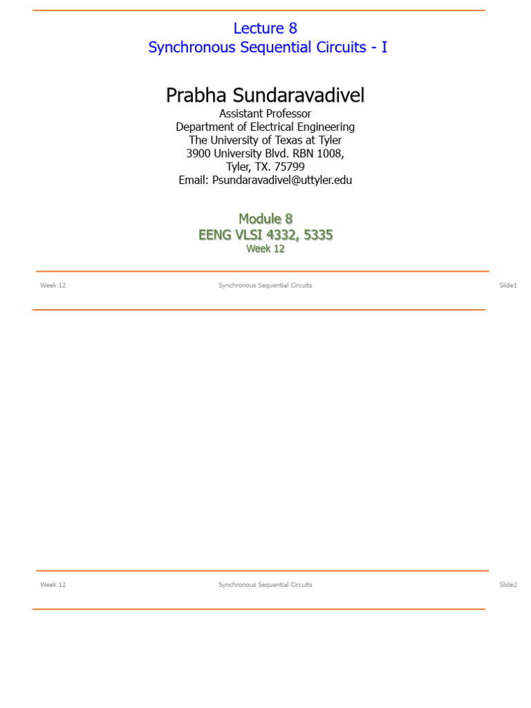 Lecture 8 - Synchronous Sequential Circuits - Part1 | PDF | Information And Communications ...