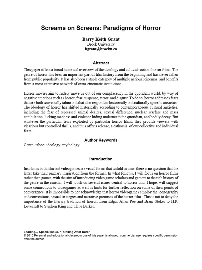Screams On Screens Paradigms of Horror | PDF | Horror Films | Abraham ...