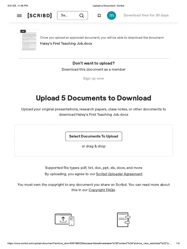 Upload A Document - Scribd | PDF | Scribd | World Wide Web