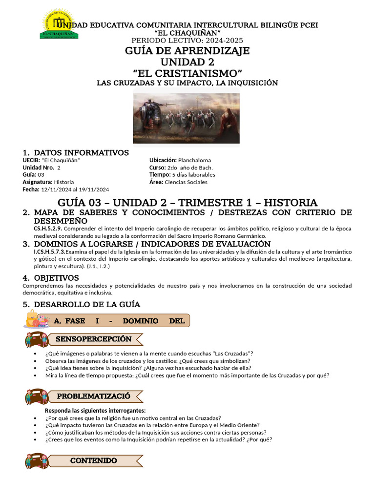 Historia - 2do - G3 - T1 - U2 | PDF | Inquisición | Cruzadas