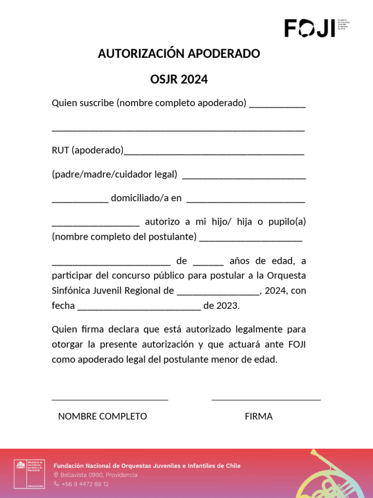 Autorización Apoderado OSJR 2024 | PDF