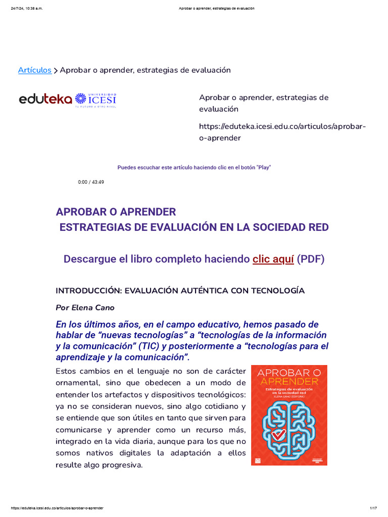 Aprobar o Aprender, Estrategias de Evaluación | PDF | Evaluación | Aprendizaje