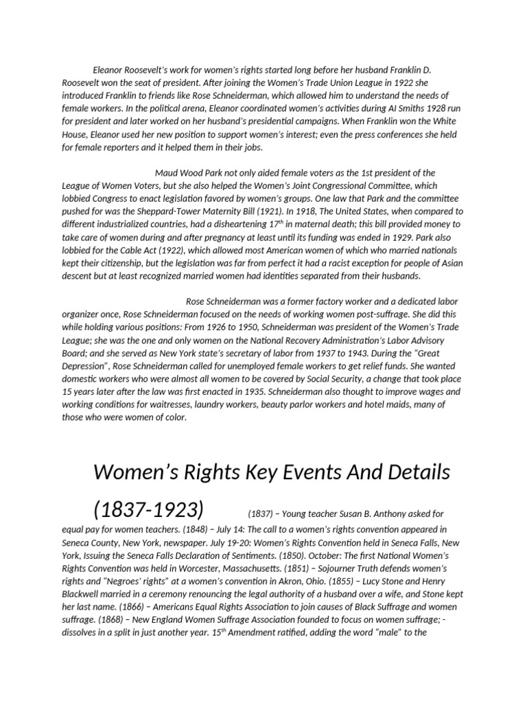 Key Milestones in Women's Rights History | PDF | Gender Studies ...
