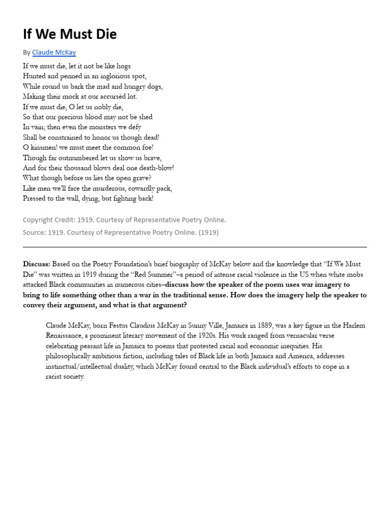 _If We Must Die_ Sample | PDF